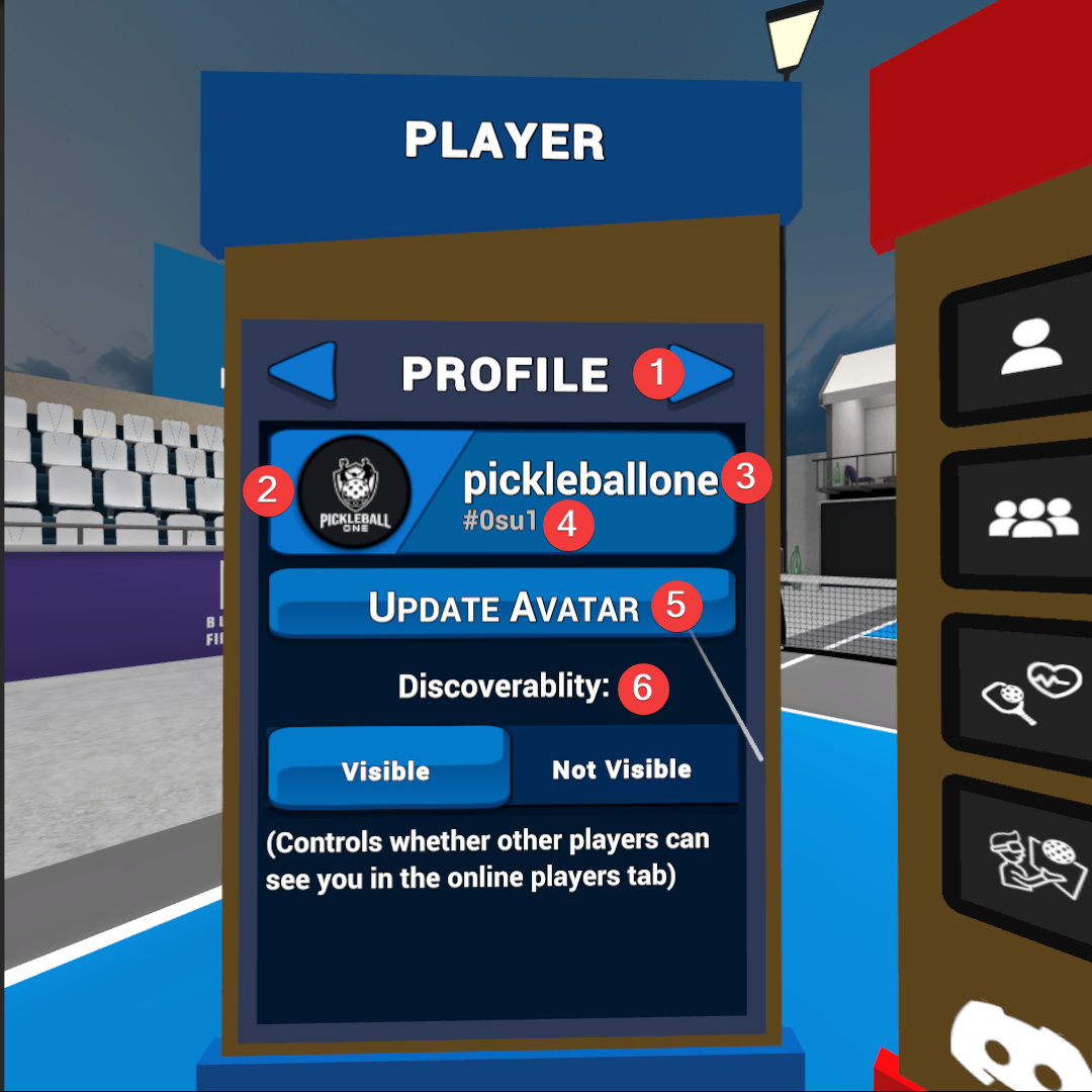 Player Menu – Pickleball One